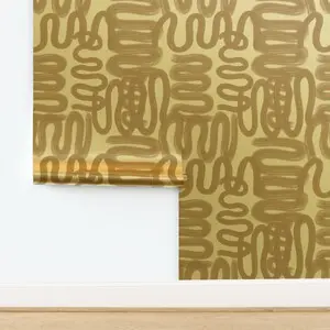 Spoonflower Cream Graffiti Squiggle 100% Natural Sisal Grasscloth Wallcovering