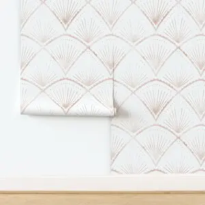 Spoonflower Soft Pink Art Deco Custom Pre-pasted Wallpaper