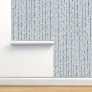 Spoonflower Dash Dot Blue 100% Natural Sisal Grasscloth Wallcovering
