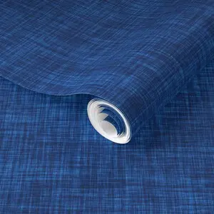 Spoonflower Linen Custom Pre-pasted Wallpaper - Blue