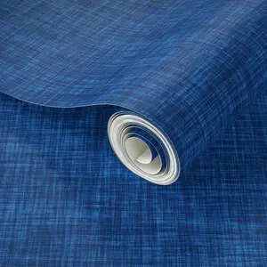 Spoonflower Linen Custom Pre-pasted Wallpaper - Blue