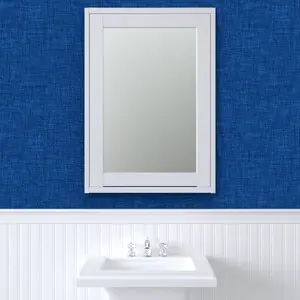 Spoonflower Linen Custom Pre-pasted Wallpaper - Blue