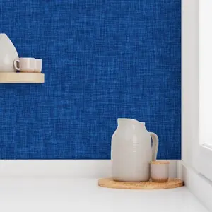 Spoonflower Linen Custom Pre-pasted Wallpaper - Blue