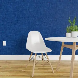 Spoonflower Linen Custom Pre-pasted Wallpaper - Blue