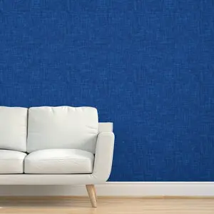 Spoonflower Linen Custom Pre-pasted Wallpaper - Blue