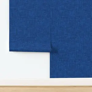 Spoonflower Linen Custom Pre-pasted Wallpaper - Blue
