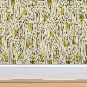 Spoonflower Wood Bois Panelling Grain Mustard 100% Natural Sisal Grasscloth Wallcovering