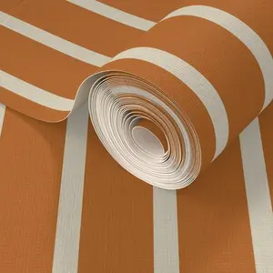 Spoonflower Ochre Thin Stripes 100% Natural Sisal Grasscloth Wallcovering - Brown,beige