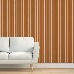 Spoonflower Ochre Thin Stripes 100% Natural Sisal Grasscloth Wallcovering