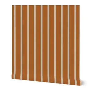 Spoonflower Ochre Thin Stripes 100% Natural Sisal Grasscloth Wallcovering