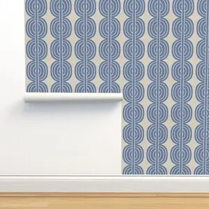 Spoonflower Geo Links Periwinkle 100% Natural Sisal Grasscloth Wallcovering