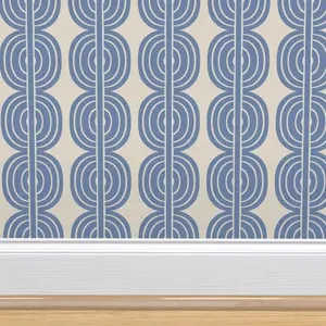 Spoonflower Geo Links Periwinkle 100% Natural Sisal Grasscloth Wallcovering
