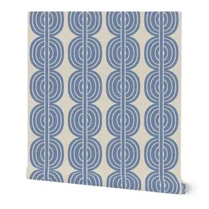 Spoonflower Geo Links Periwinkle 100% Natural Sisal Grasscloth Wallcovering