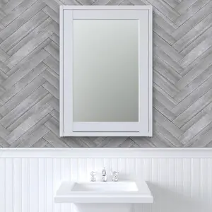 Spoonflower Light Herringbone Woodgrain Look Rustic Custom Pre-pasted Wallpaper