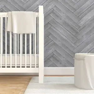 Spoonflower Light Herringbone Woodgrain Look Rustic Custom Pre-pasted Wallpaper