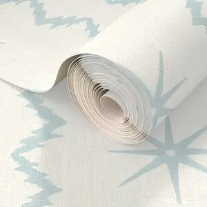 Spoonflower Stars And Stripes Pale Blue 100% Natural Sisal Grasscloth Wallcovering - Blue,gray