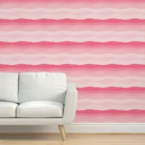 Spoonflower Stitched Waves Textured Soft Ombre Medium 100% Natural Sisal Grasscloth Wallcovering - Pink