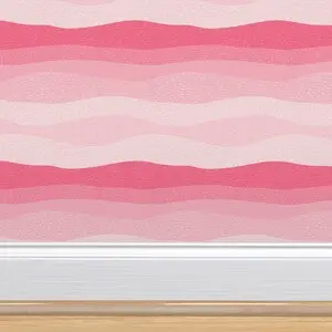 Spoonflower Stitched Waves Textured Soft Ombre Medium 100% Natural Sisal Grasscloth Wallcovering - Pink