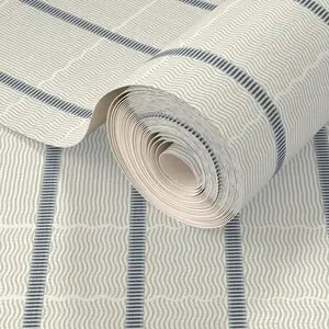 Spoonflower Summer Stripes 100% Natural Sisal Grasscloth Wallcovering - White