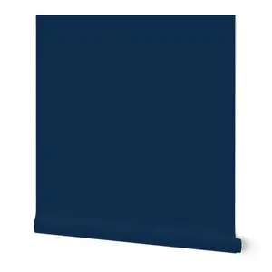 Spoonflower Navy Solid 100% Natural Sisal Grasscloth Wallcovering - Blue