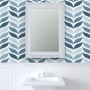 Spoonflower Modern Geometric Minimalism Custom Pre-pasted Wallpaper - Blue