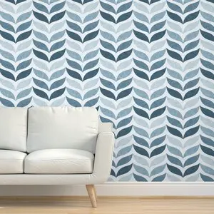 Spoonflower Modern Geometric Minimalism Custom Pre-pasted Wallpaper - Blue