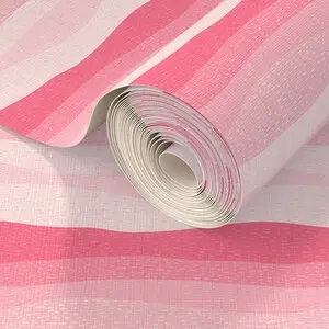 Spoonflower Stitched Waves Textured Soft Ombre Small 100% Natural Sisal Grasscloth Wallcovering - Pink