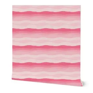 Spoonflower Stitched Waves Textured Soft Ombre Small 100% Natural Sisal Grasscloth Wallcovering - Pink