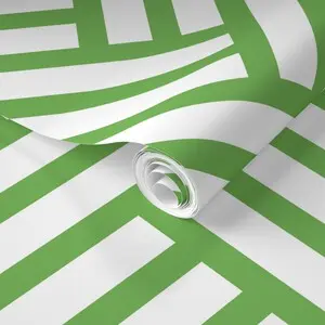 Spoonflower White Green Modern Geometric Custom Pre-pasted Wallpaper - Green,mint