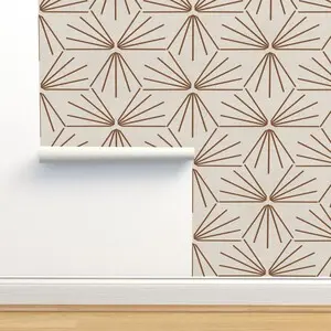 Spoonflower Sun Tile Dark Rust 100% Natural Sisal Grasscloth Wallcovering