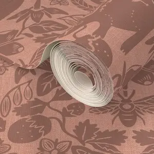 Spoonflower Springtime Meadow Faded 100% Natural Sisal Grasscloth Wallcovering - Red