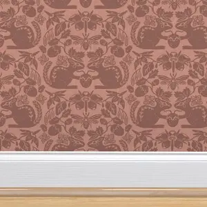 Spoonflower Springtime Meadow Faded 100% Natural Sisal Grasscloth Wallcovering - Red