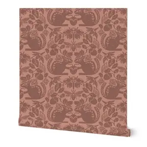 Spoonflower Springtime Meadow Faded 100% Natural Sisal Grasscloth Wallcovering - Red