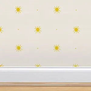 Spoonflower Suns Pink Yellow 100% Natural Sisal Grasscloth Wallcovering