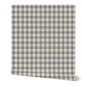 Spoonflower Regency Checker Micro Indigo Checkered 100% Natural Sisal Grasscloth Wallcovering