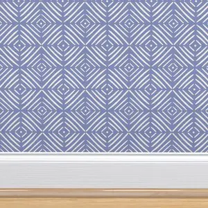 Spoonflower Geometric Diamonds Periwinkle 100% Natural Sisal Grasscloth Wallcovering