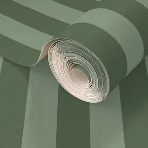 Spoonflower Vintage Stripe 100% Natural Sisal Grasscloth Wallcovering - Green