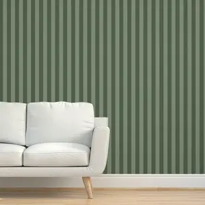 Spoonflower Vintage Stripe 100% Natural Sisal Grasscloth Wallcovering - Green