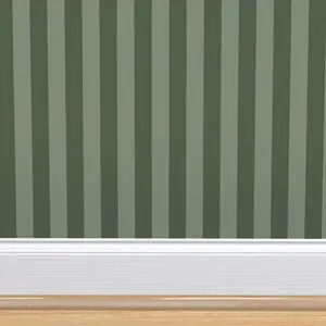 Spoonflower Vintage Stripe 100% Natural Sisal Grasscloth Wallcovering - Green