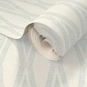 Spoonflower Diamond Garden Dot Geometric Modern Holli 100% Natural Sisal Grasscloth Wallcovering - Blue