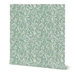 Spoonflower Tangled Meadow Green 100% Natural Sisal Grasscloth Wallcovering