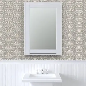 Spoonflower Swedish Folk Art Horse Dala Rooster Farm Custom Removable Wallpaper - Gray