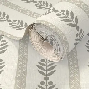 Spoonflower Georgiana Quiet Grey 100% Natural Sisal Grasscloth Wallcovering - Gray