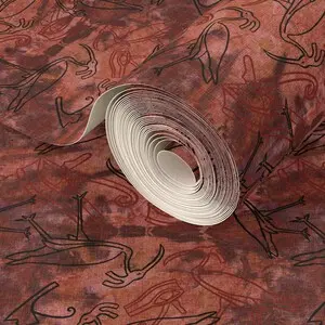 Spoonflower Good Omens From Ancient Egypt Red Rust 100% Natural Sisal Grasscloth Wallcovering