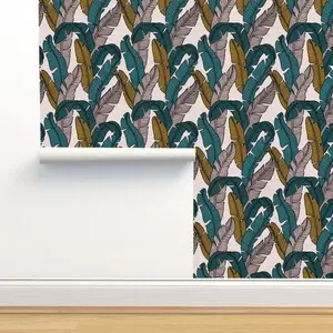 Spoonflower Vivid Tropics 100% Natural Sisal Grasscloth Wallcovering