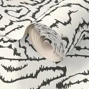 Spoonflower Heatwave White And Iron Ore 100% Natural Sisal Grasscloth Wallcovering - Gray,white