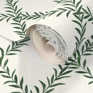 Spoonflower Leafy Trellis 100% Natural Sisal Grasscloth Wallcovering - Green