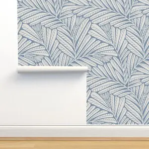 Spoonflower Irene Blue 100% Natural Sisal Grasscloth Wallcovering