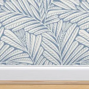Spoonflower Irene Blue 100% Natural Sisal Grasscloth Wallcovering