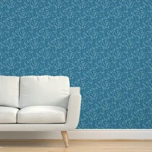 Spoonflower All Is Water Underwater Ocean 100% Natural Sisal Grasscloth Wallcovering - Blue,white